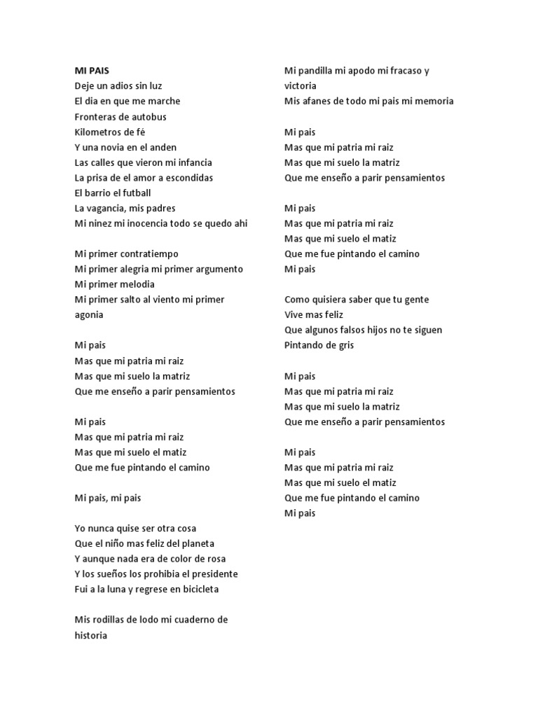 Mi Pais Letra Ricardo Arjona | PDF