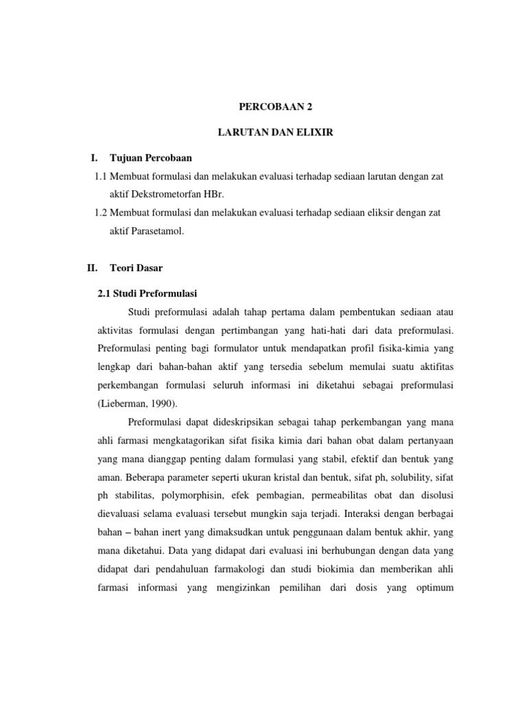 Formulasi Larutan & Eliksir Obat | PDF