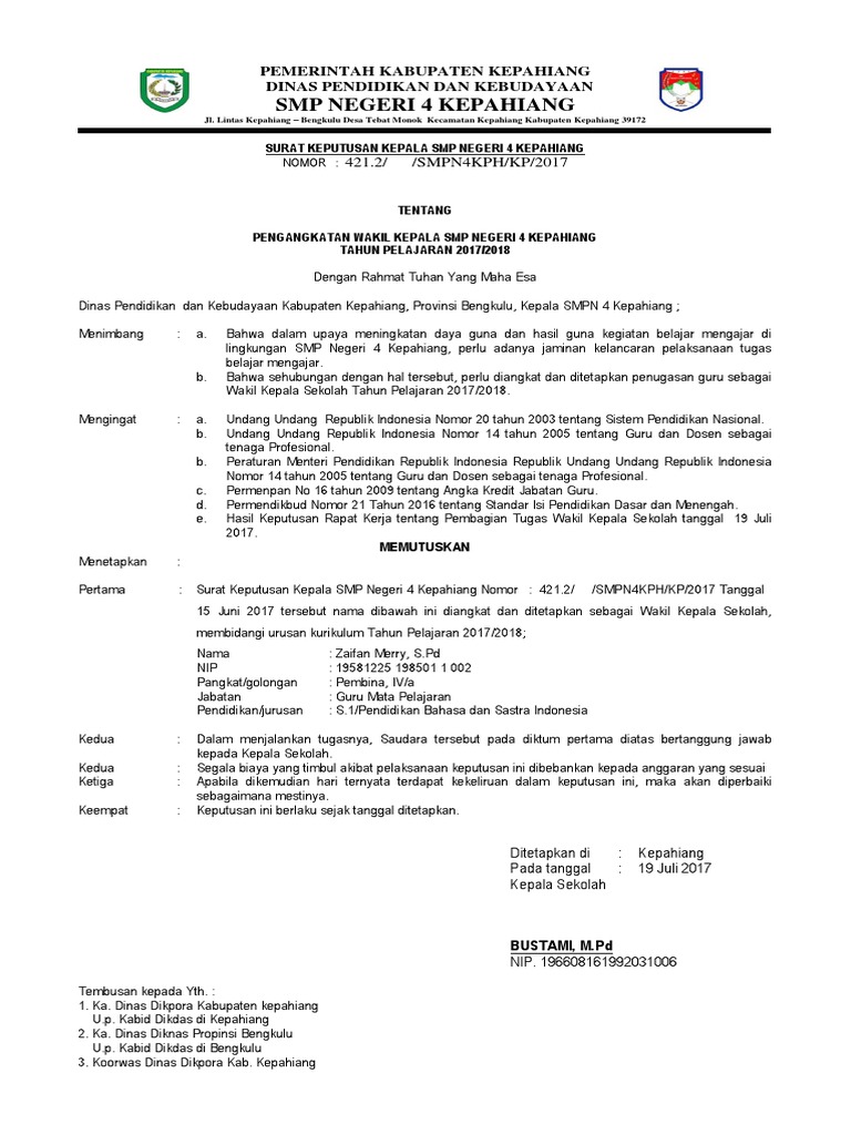 SK Wakil Kepala Sekolah | PDF