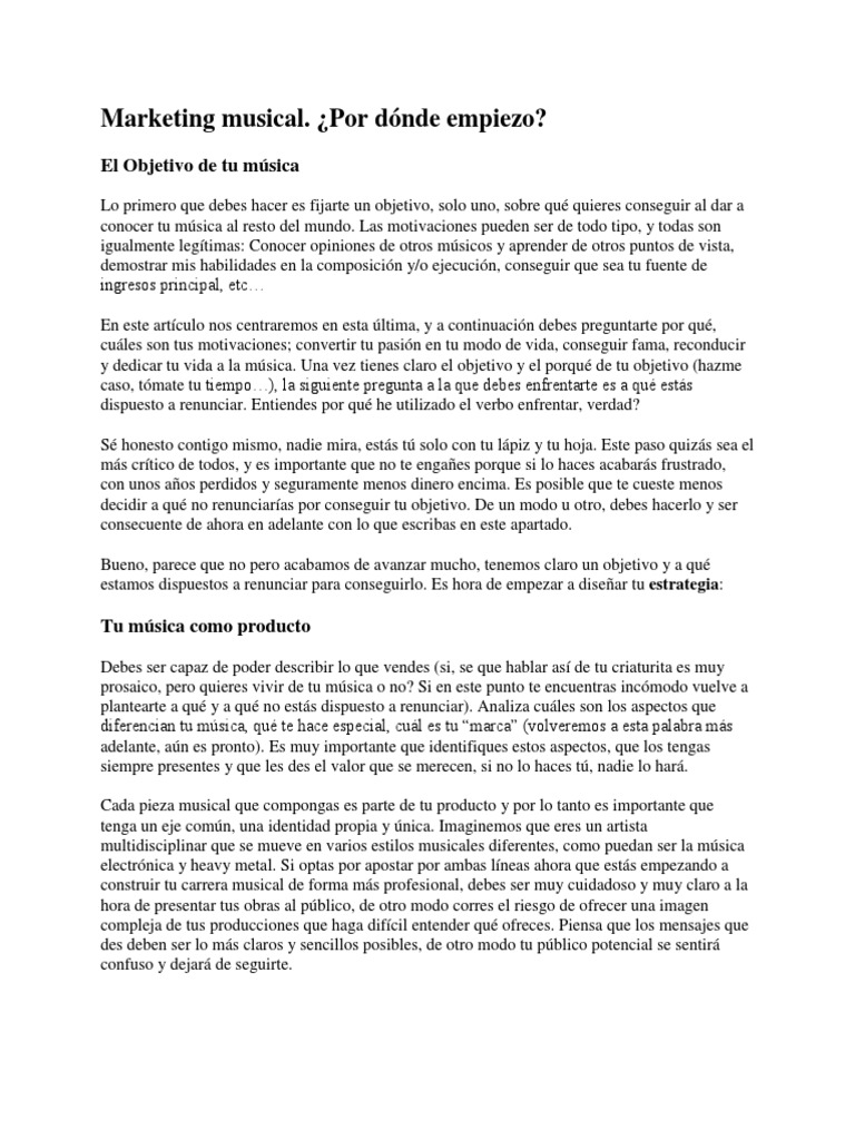 Estrategias de Marketing Musical Efectivas | PDF | Marca | Red social