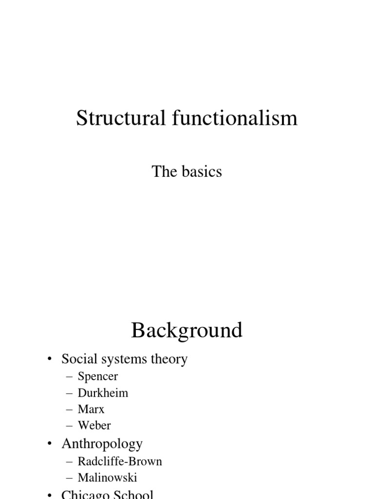 Structural Functionalism: The Basics | PDF | Behavioural Sciences | Sociological Theories