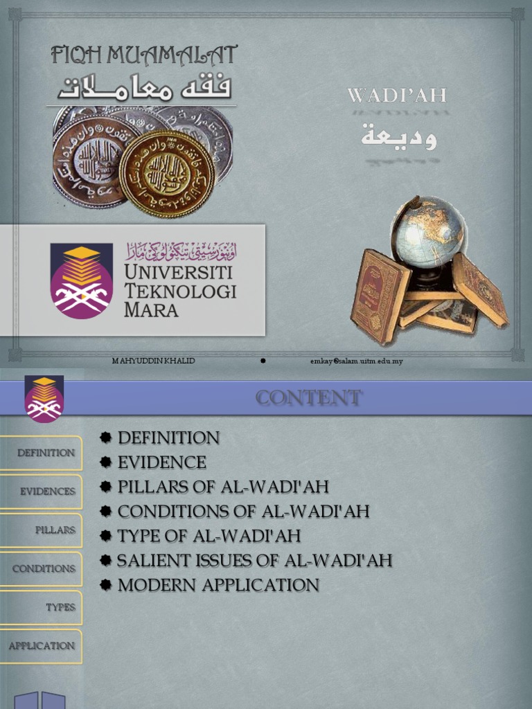 Al Wadiah (Uitm) | PDF | Transaction Account | Islamic Banking And Finance