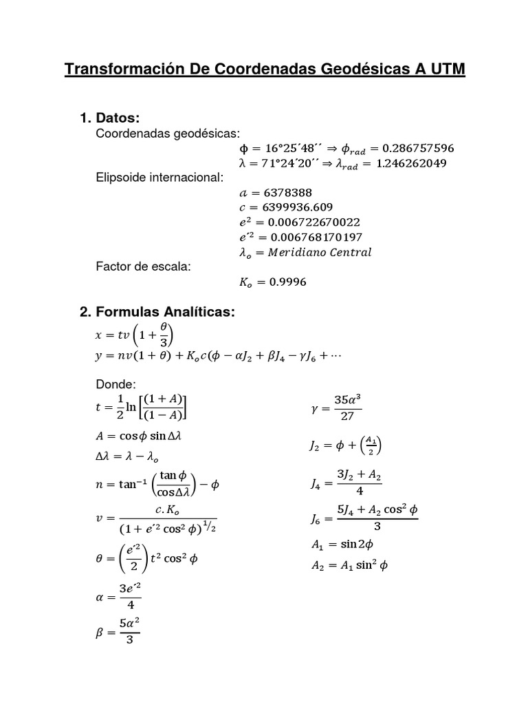 Transformación de Coordenadas Geodésicas A UTM | PDF | Geología | Visualización (Gráficos)