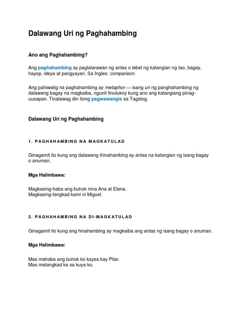 Dalawang Uri NG Paghahambing | PDF