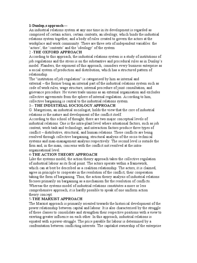 1-Dunlop, S Approach | PDF | Industrial Relations | Employment