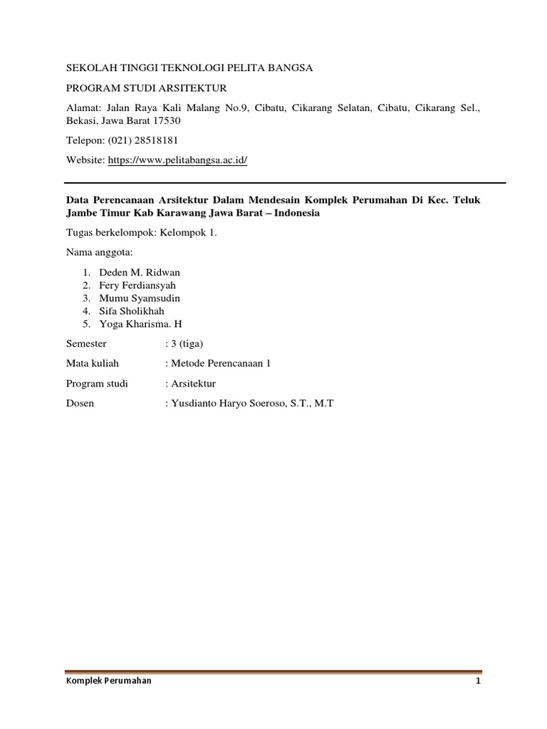 PROPOSAL METODE PERENCANAAN Komplek Perumahan PDF | PDF