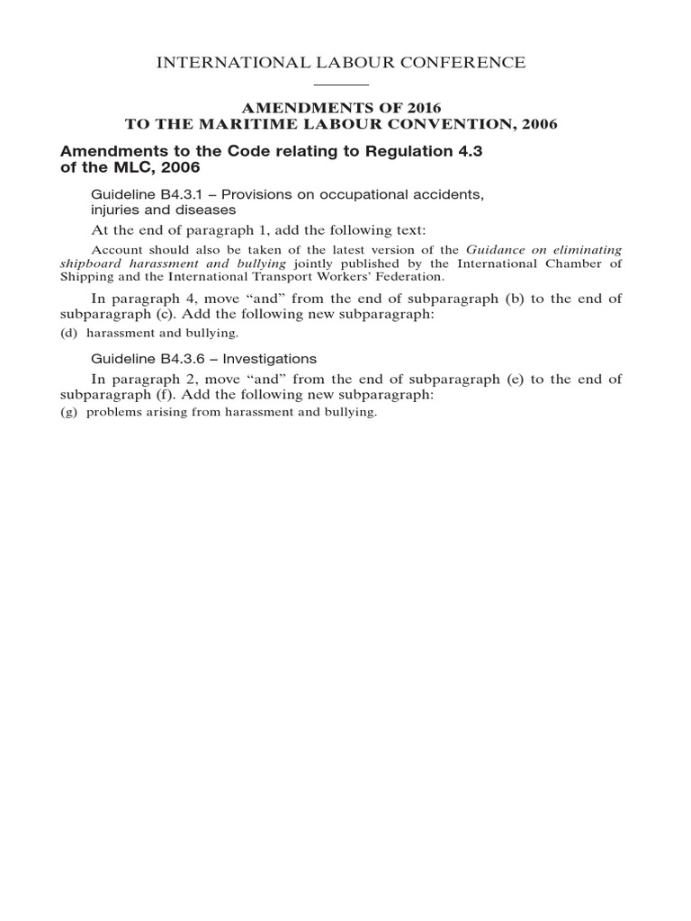 Amendments MLC 2016 en | PDF | Regulatory Compliance | Government ...