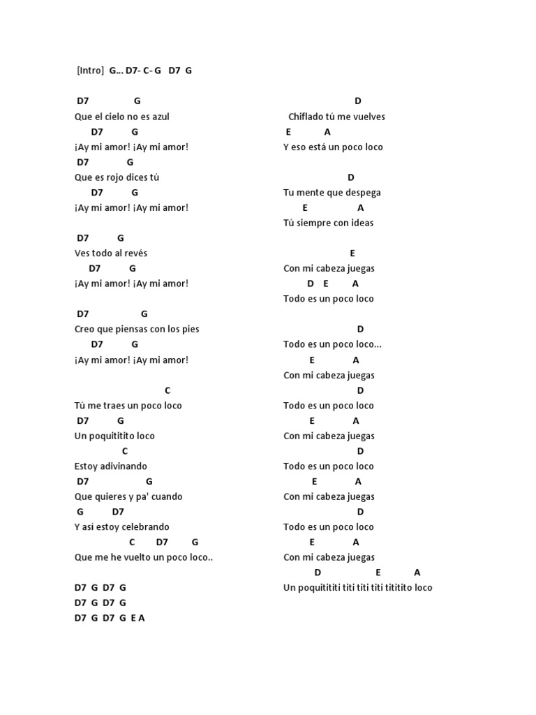 Poco Loco Acordes y Letra | PDF