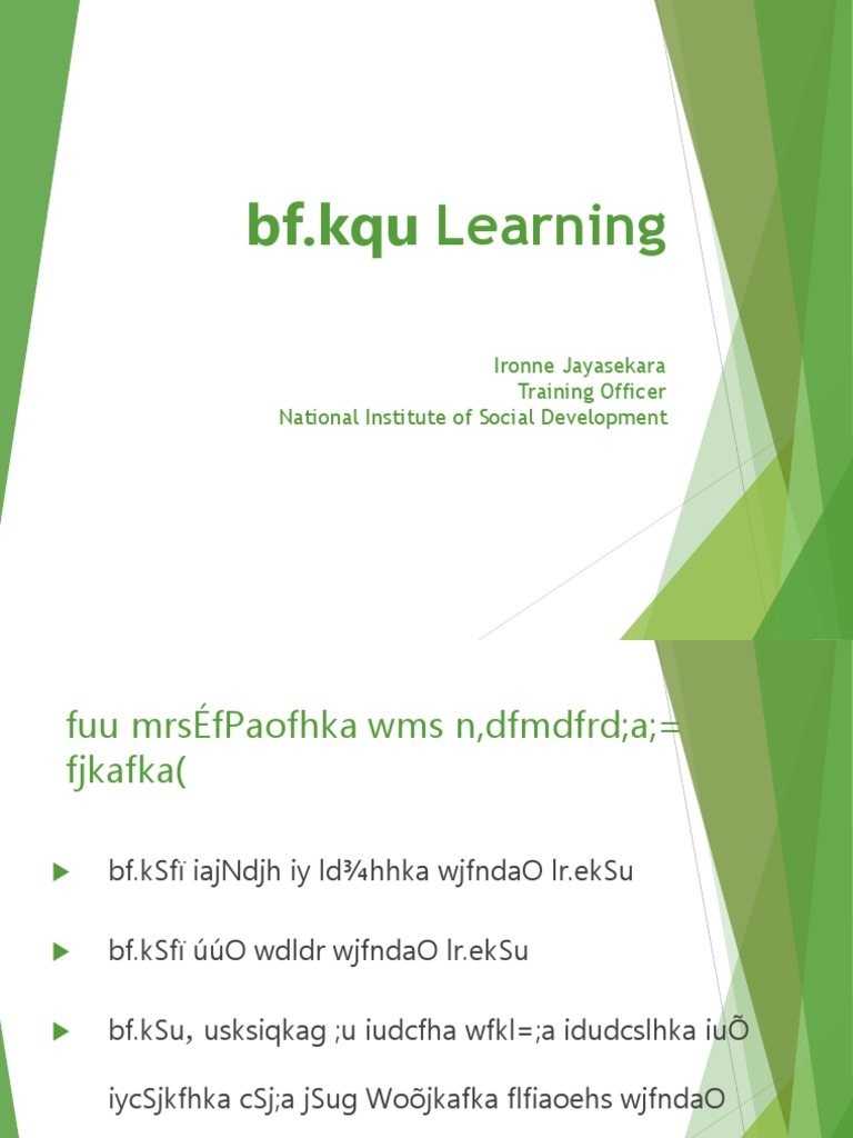BF - Kqu Learning: Ironne Jayasekara Training Officer National ...