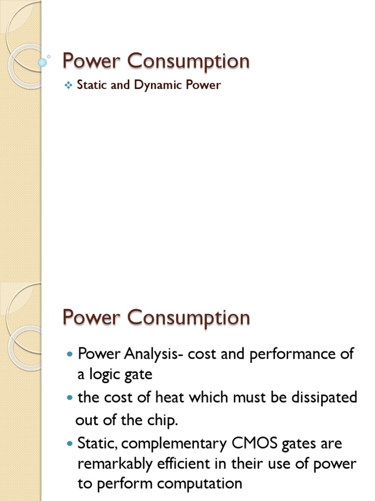 Power Consumption: Static and Dynamic Power | PDF | Field Effect ...