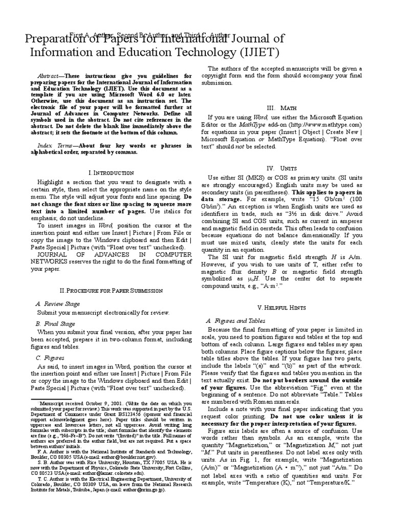 IJIET Template | PDF | Note (Typography) | Citation