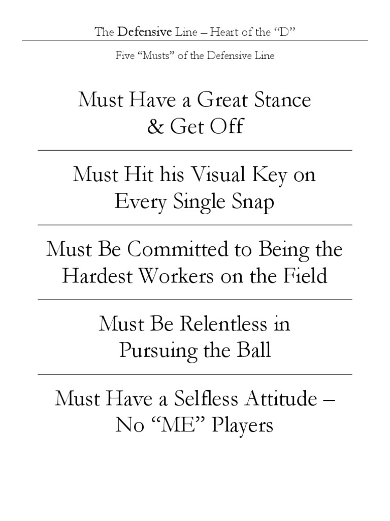 Defensive Line Techniques Manual | PDF | Quarterback | Sports