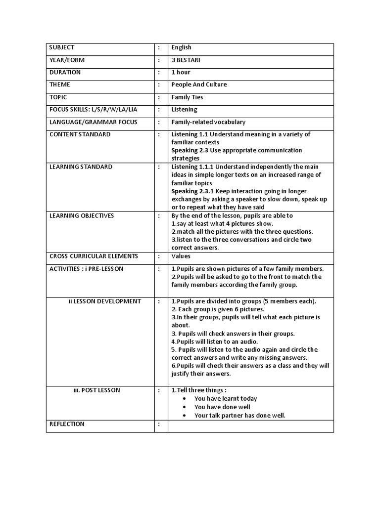 Lesson Plan Listening CEFR PT3 | PDF | English Language | Learning