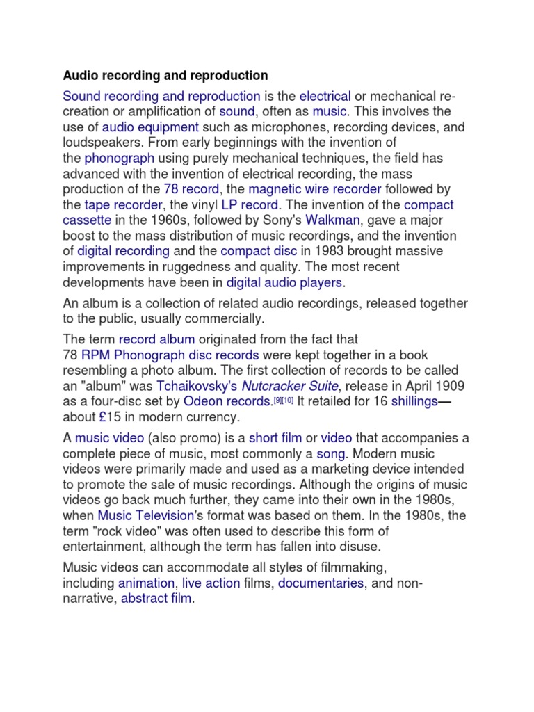 Audio Recording and Reproduction | PDF