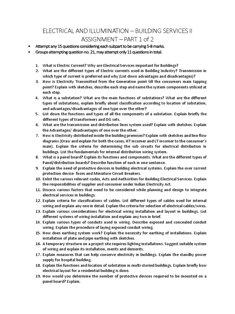 Assignment Questions - Part 1 | PDF | Electrical Substation ...