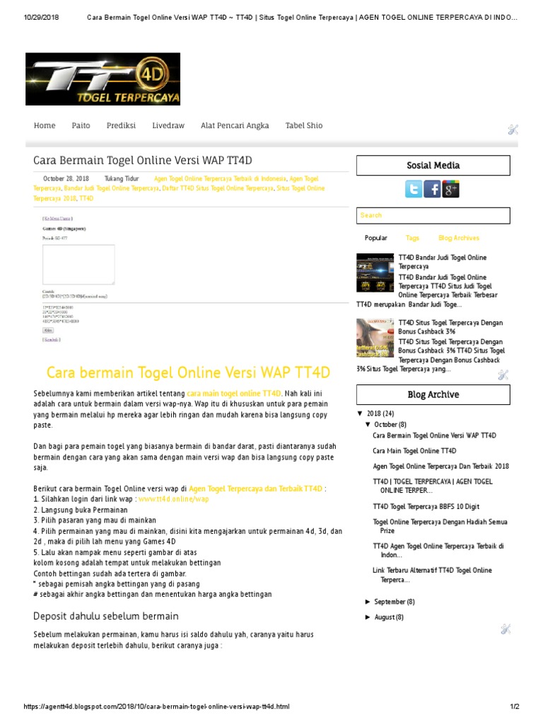 Agen-tt4d-Blog-Cara Bermain Togel Online Versi WAP TT4D - TT4D - Situs Togel Online Terpercaya ...