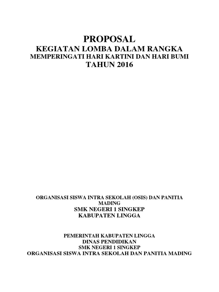 Proposal Lomba Hari Kartini 2018 | PDF | Ilmu Sosial | Perjalanan
