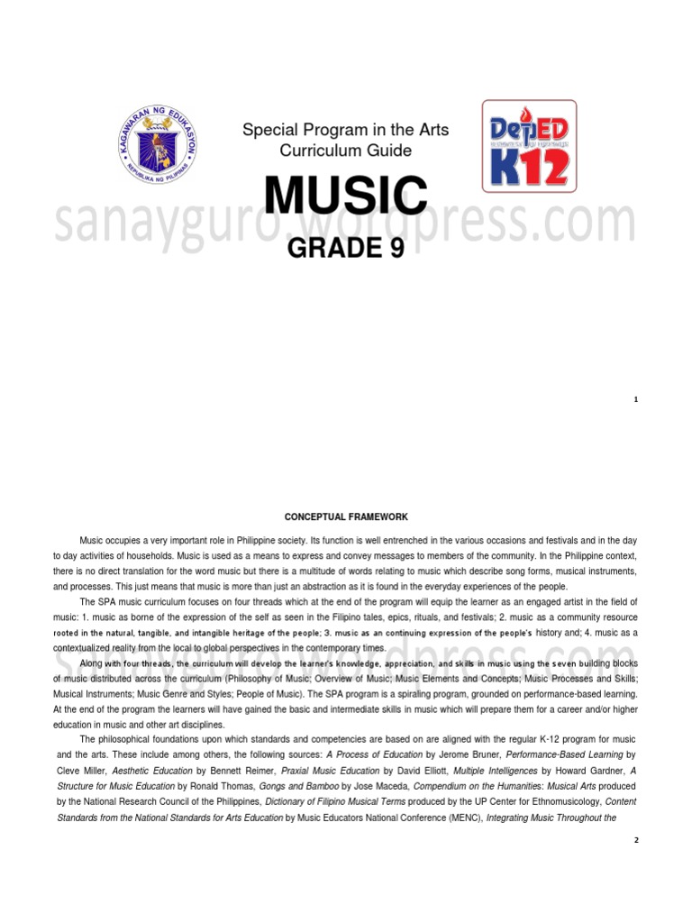 Music: Grade 9 | Download Free PDF | Singing | Curriculum