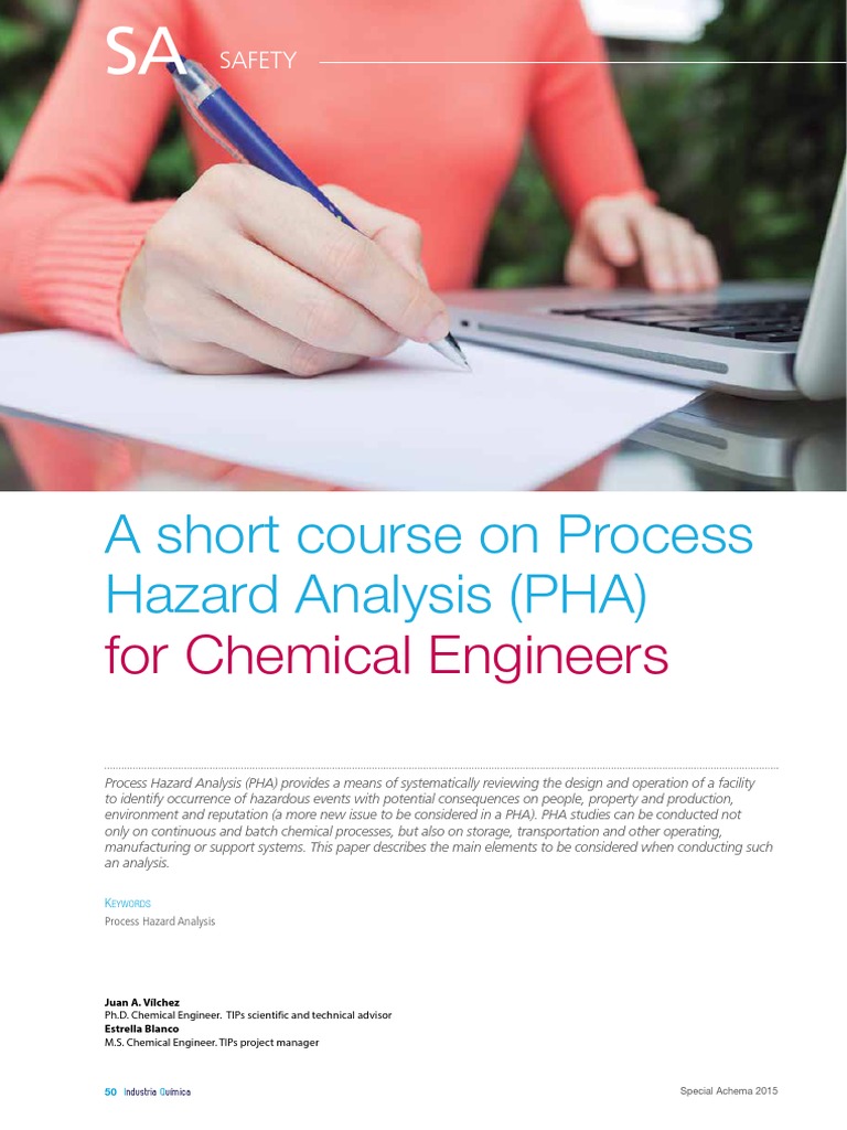 A Short Course On Process Hazard Analysis (PHA) : For Chemical ...