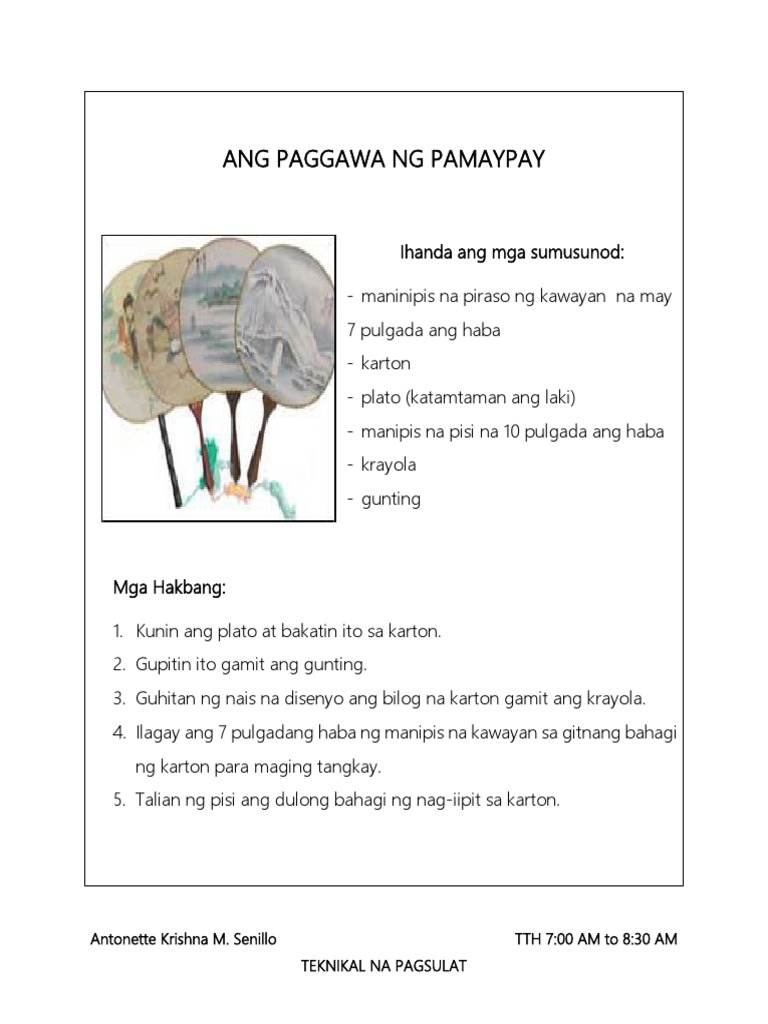 Ang Paggawa NG Pamaypay (Fili12) | PDF