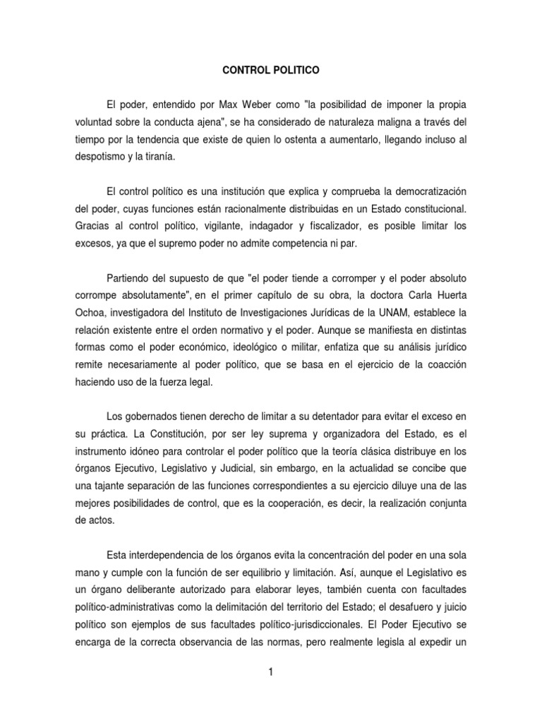 Control Politico | Descargar gratis PDF | Constitución | Juez