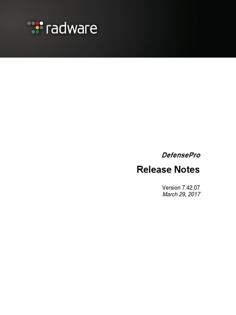 DefensePro 7 - 42 - 07 ReleaseNote v4 | PDF | Transport Layer Security ...