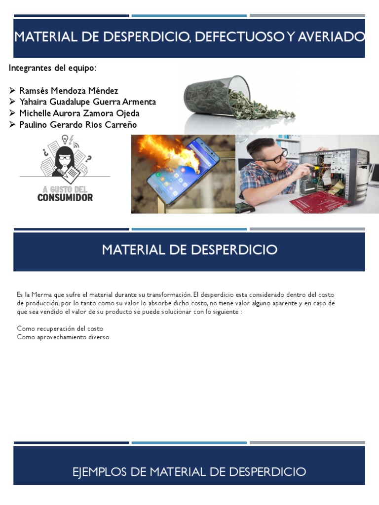 Material de Desperdicio, Defectuoso y Averiado | PDF