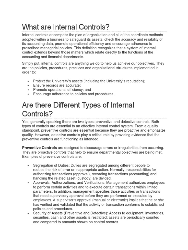 What Are Internal Controls?: Preventive Controls Are Designed To ...