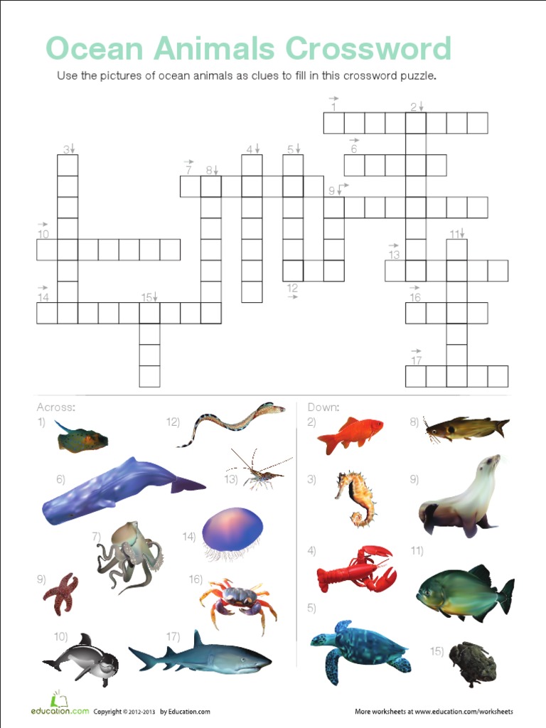 Ocean Animals Crossword PDF | PDF