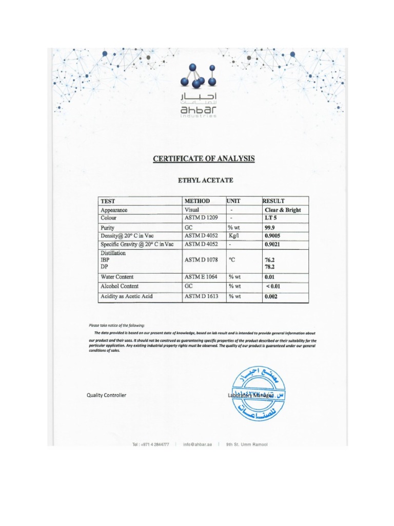 Ethyl Acetate (Coa)