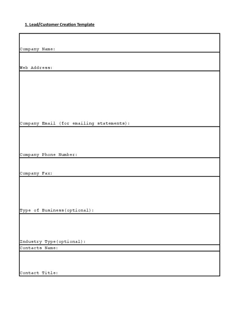 Customer Creation Template | PDF | Cyberspace | Software