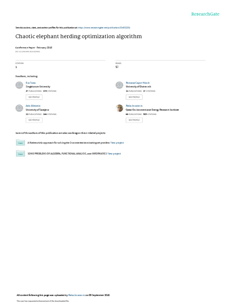 Chaotic Elephant Herding Optimization Algorithm: February 2018 | PDF ...