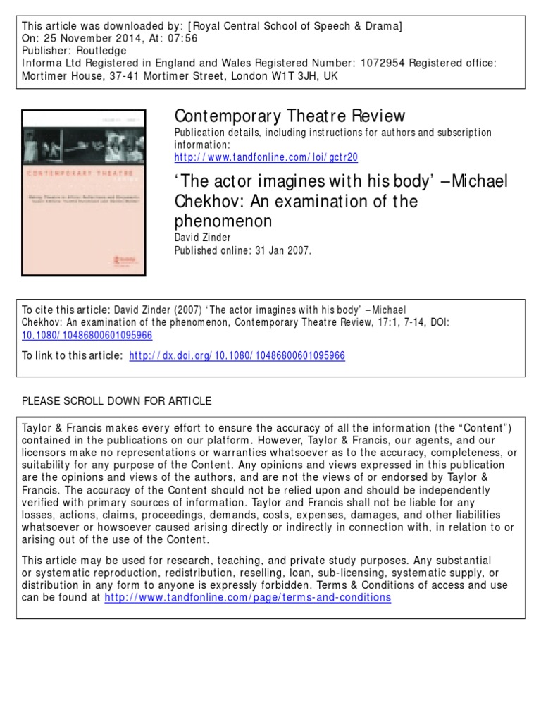 The Actor Imagines With His Body' - Michael Chekhov: An Examination of ...
