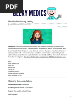 OSCE Checklist Headache History Taking | PDF | Headache | Patient