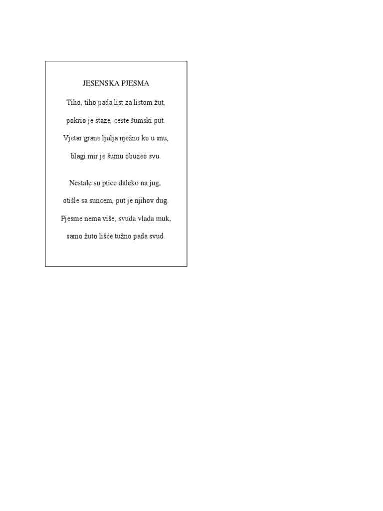 Jesenska Pjesma | PDF