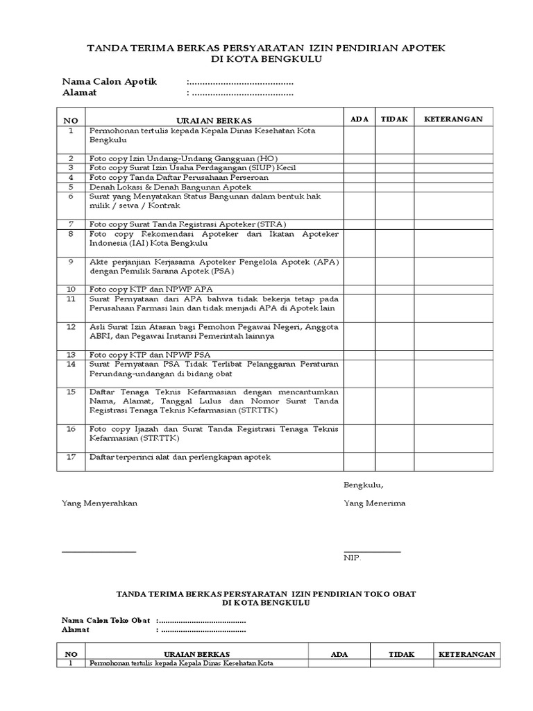 Form Tanda Terima Berkas | PDF