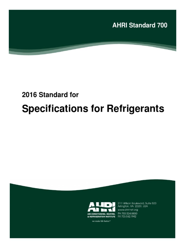 AHRI Standard 700-2016 | PDF | Phase (Matter) | Gas Chromatography
