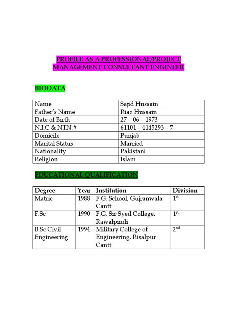 Profile As A Professional Engineer | PDF | Engineering | Science And ...