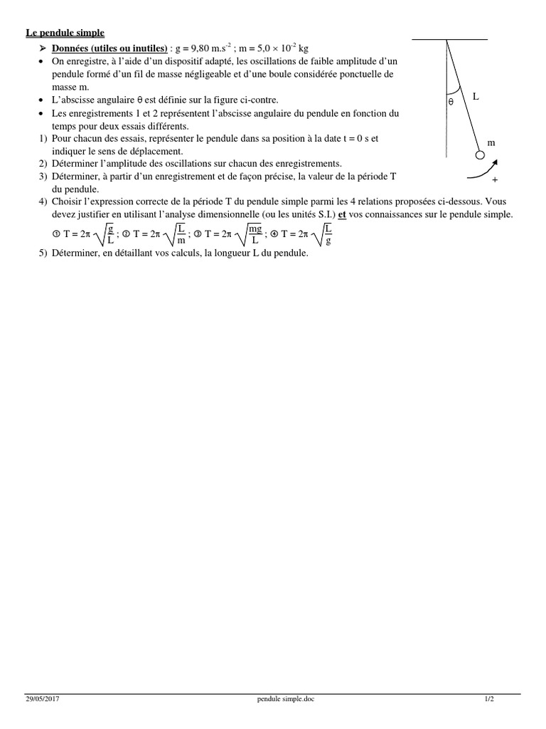Pendule Simple | PDF