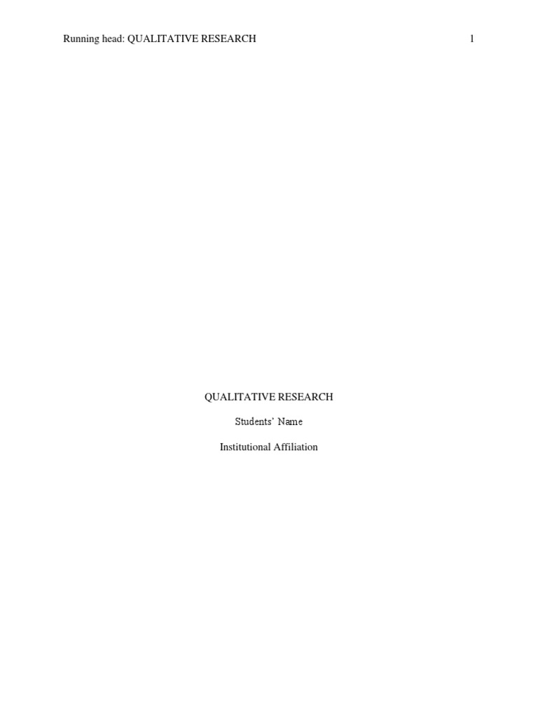 Running Head: Qualitative Research 1 | PDF | Qualitative Research ...
