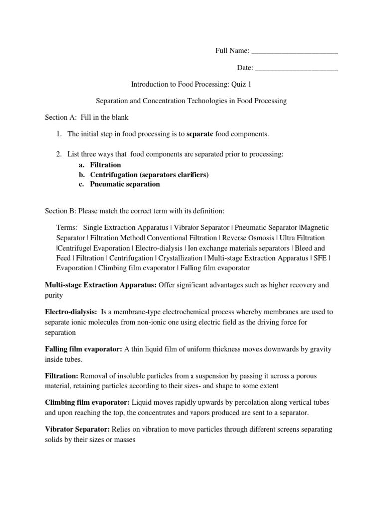 Quiz | Download Free PDF | Membrane Technology | Filtration
