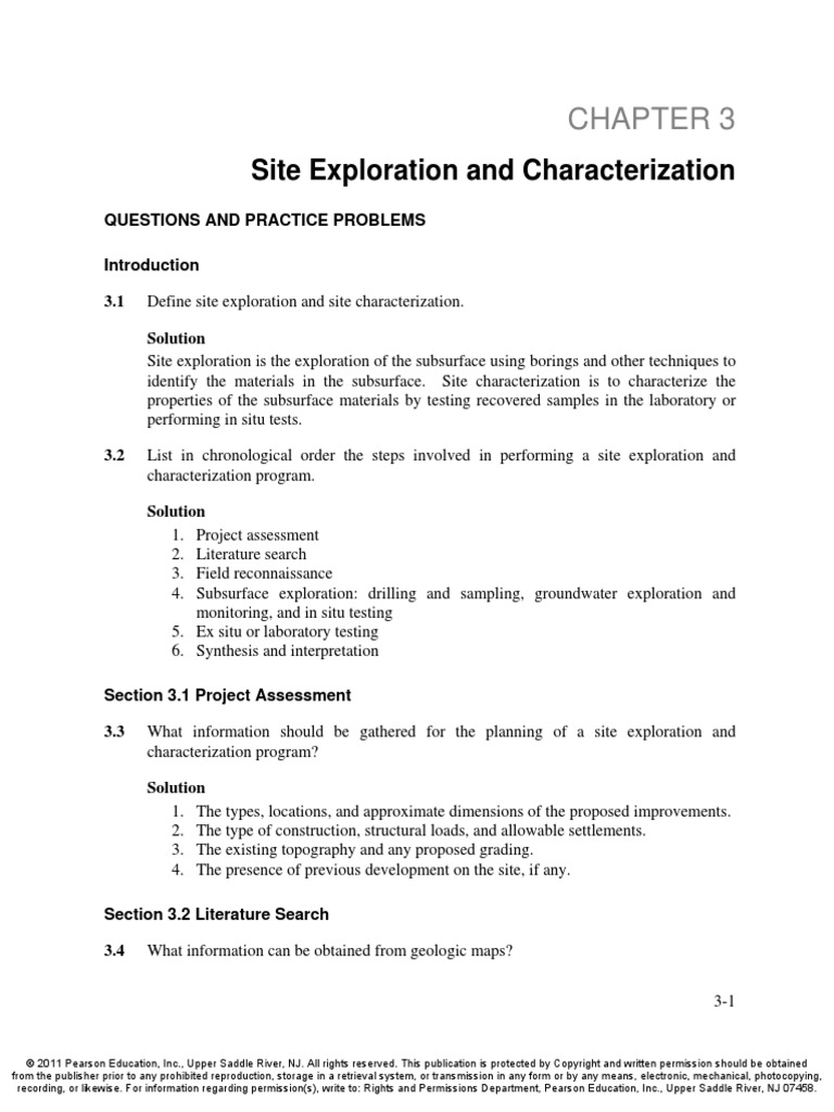 Site Exploration and Characterization: Questions and Practice Problems ...
