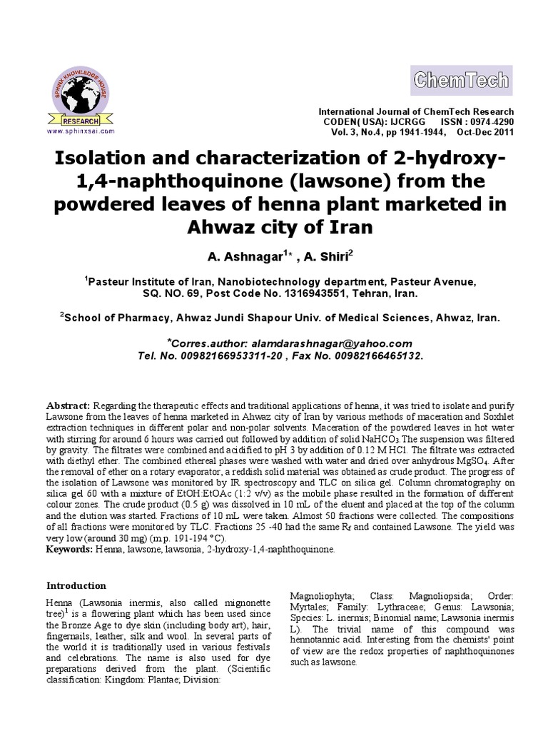 Lawsone 2 | PDF | Thin Layer Chromatography | Elution