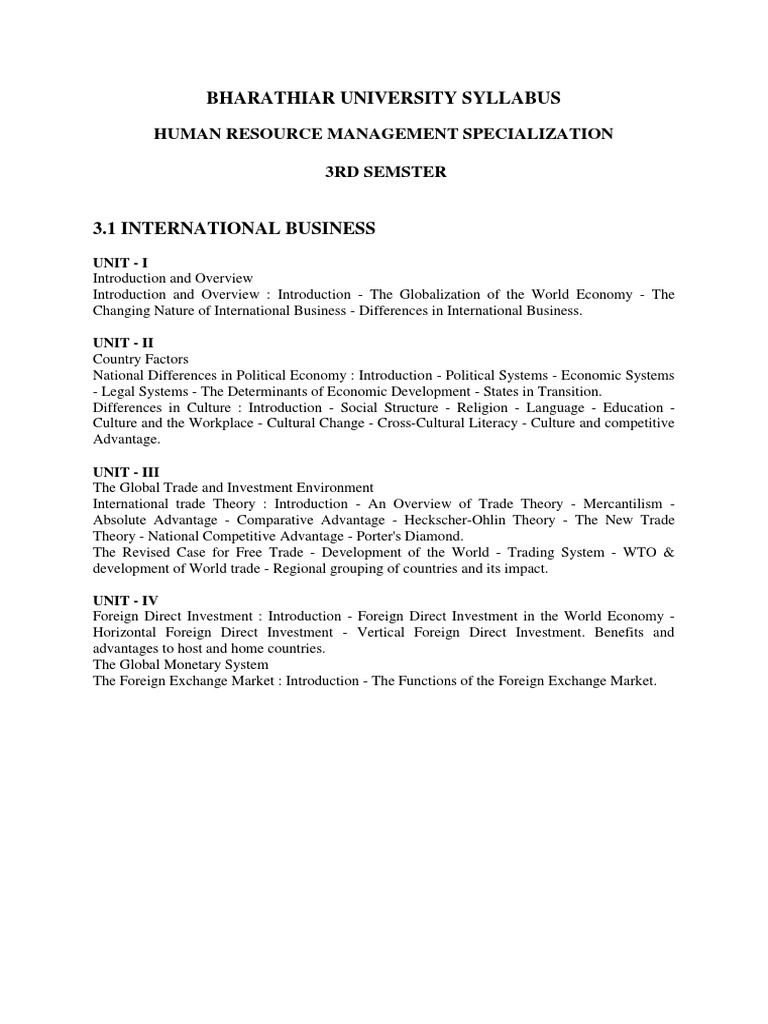 Bu - HRM Syllabus - 3rd Sem | PDF | International Business | Human ...