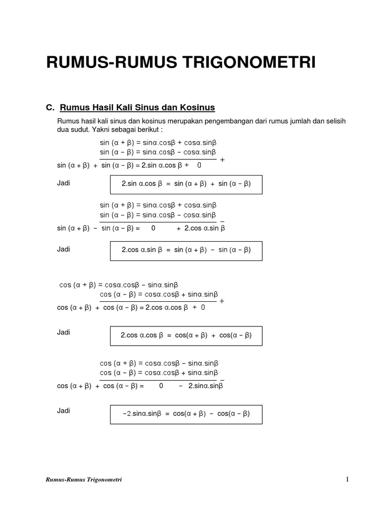 05-Rumus Hasil Kali Sinus Dan Cosinus | PDF