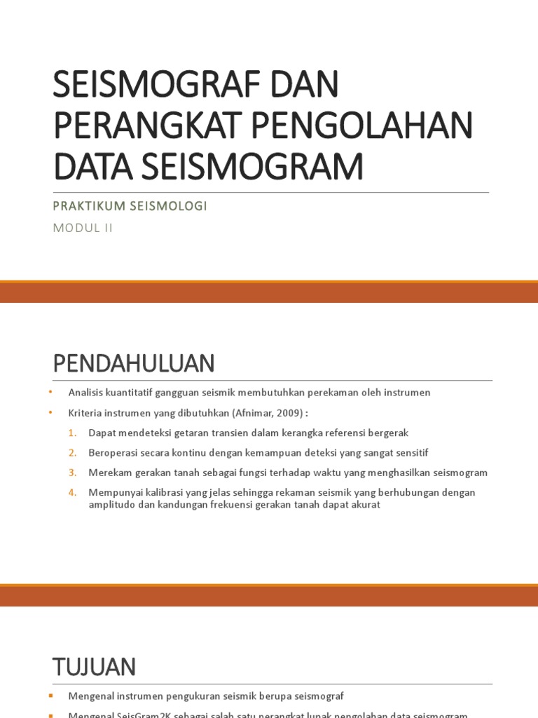 Seismograf Dan Perangkat Pengolahan Data Seismogram Baru | PDF