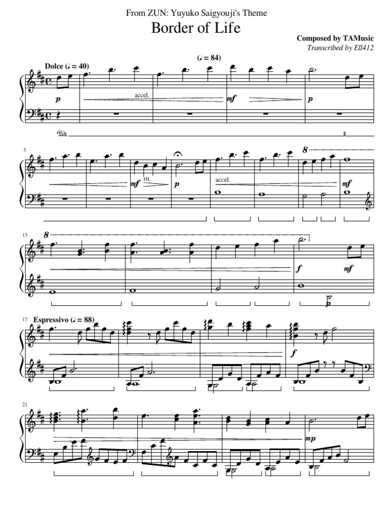 Border of Life - TAMusic - Piano | PDF | Sports