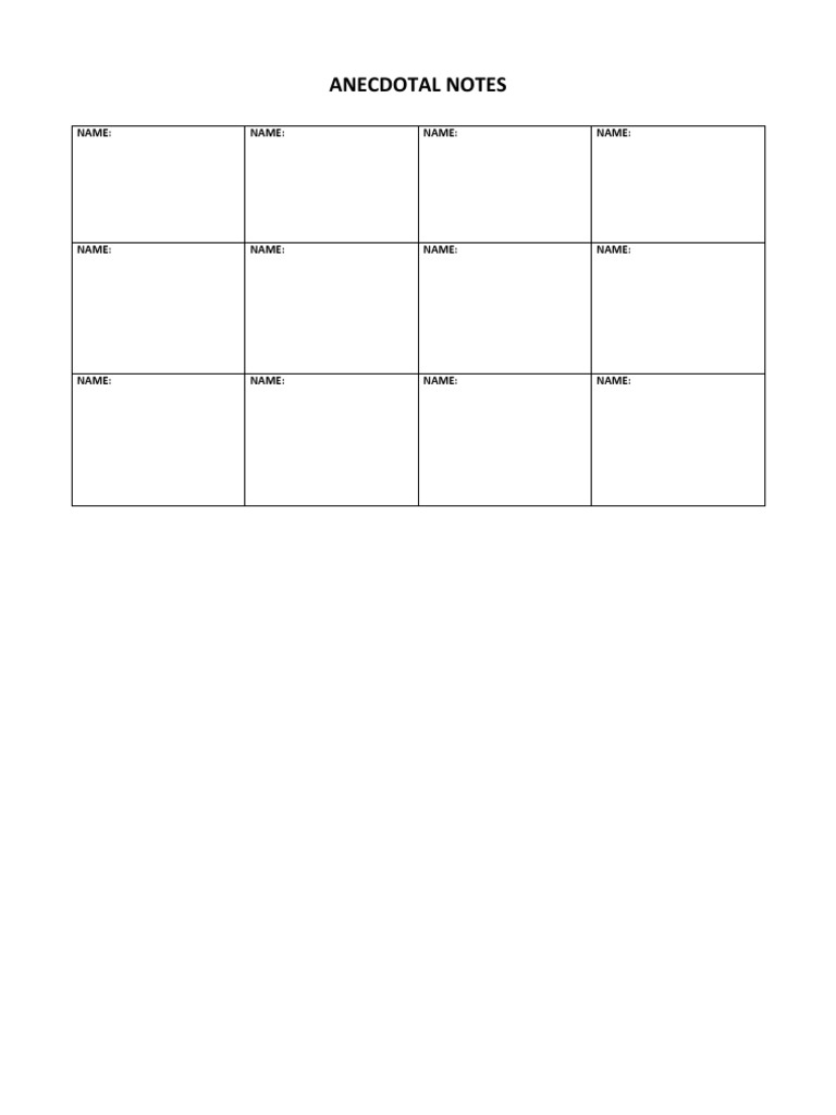 Anecdotal Notes | PDF