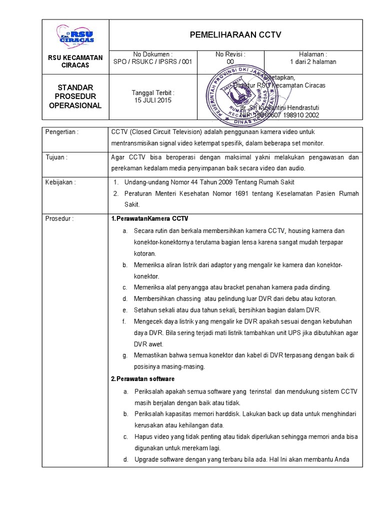 Spo Pemeliharaan CCTV | PDF