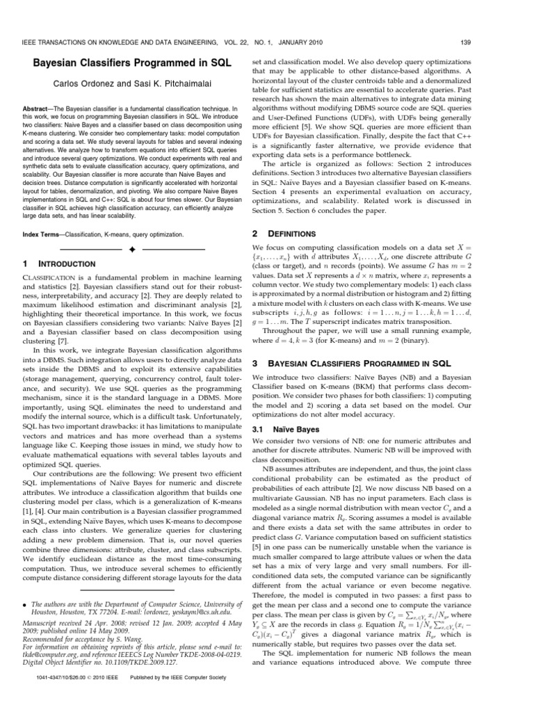 Bayesian Classifiers | PDF | Statistical Classification | Cluster Analysis